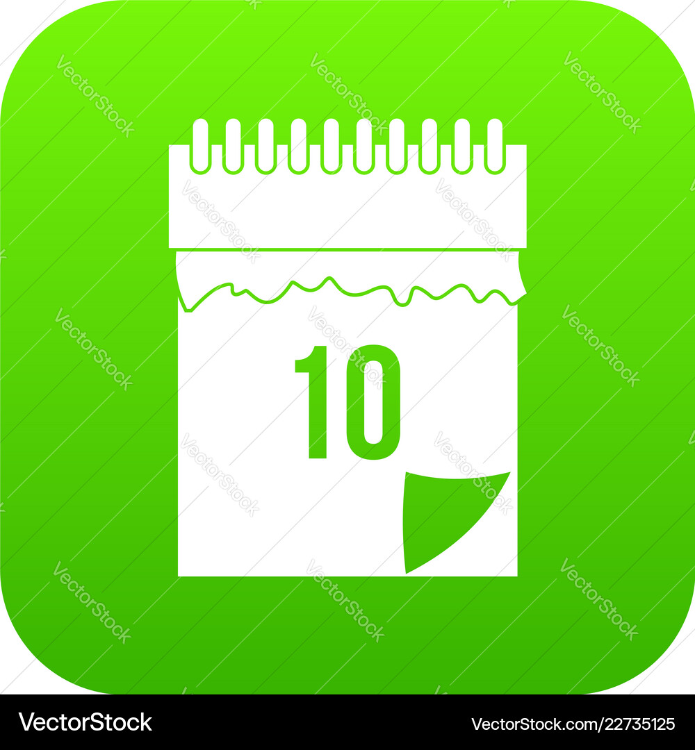 10 date calendar icon digital green Royalty Free Vector