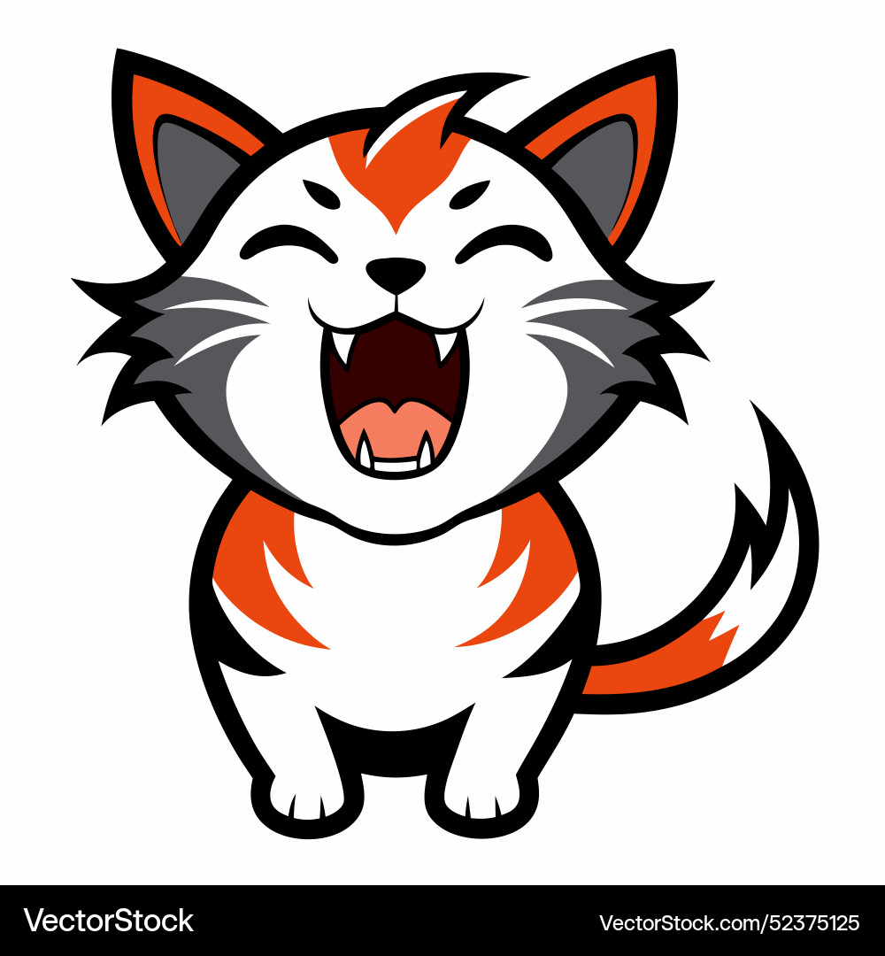 Cat screams kawaii Royalty Free Vector Image - VectorStock