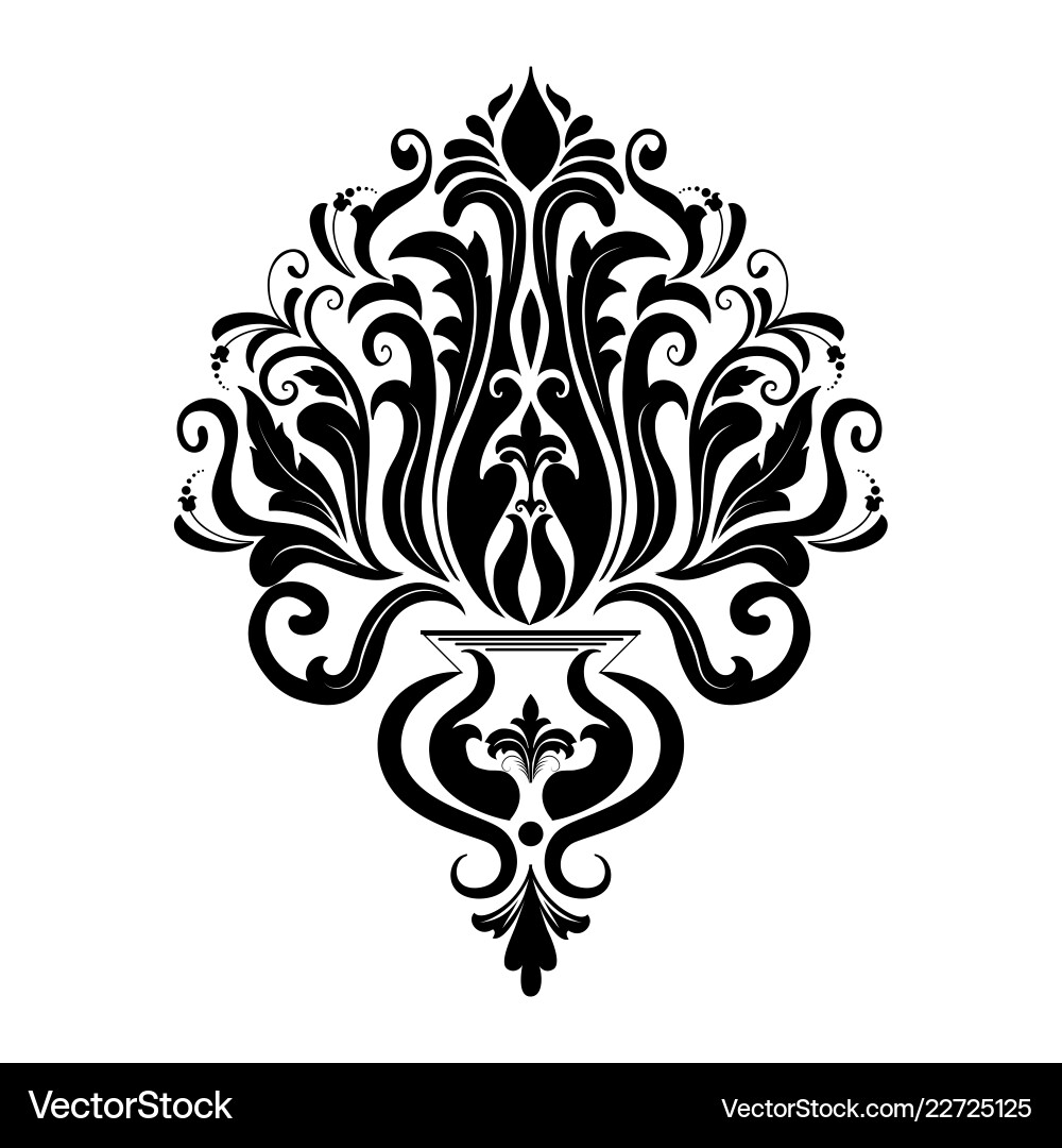 Damask element isolated central Royalty Free Vector Image