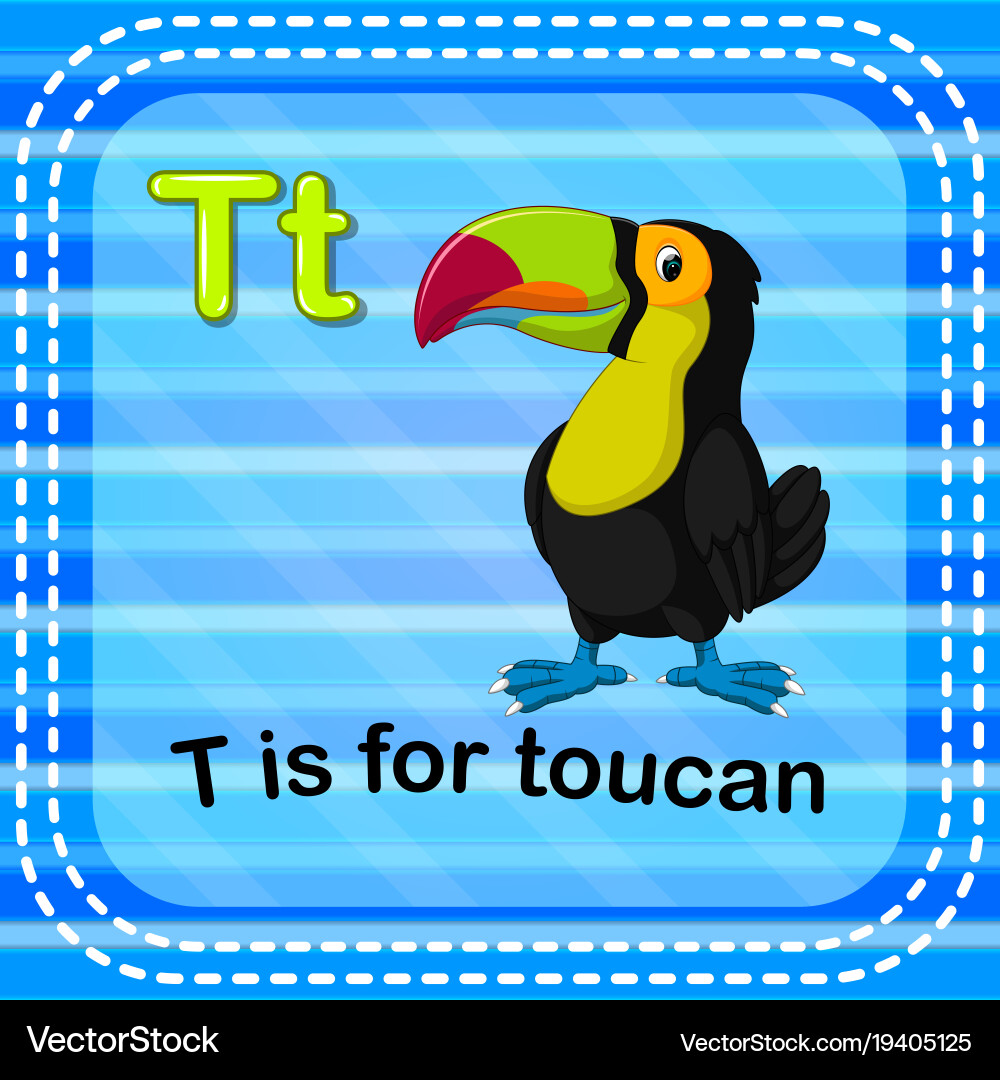 Flashcard letter t is for toucan Royalty Free Vector Image