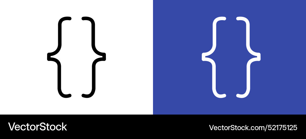 Font brackets logo sign set outline Royalty Free Vector