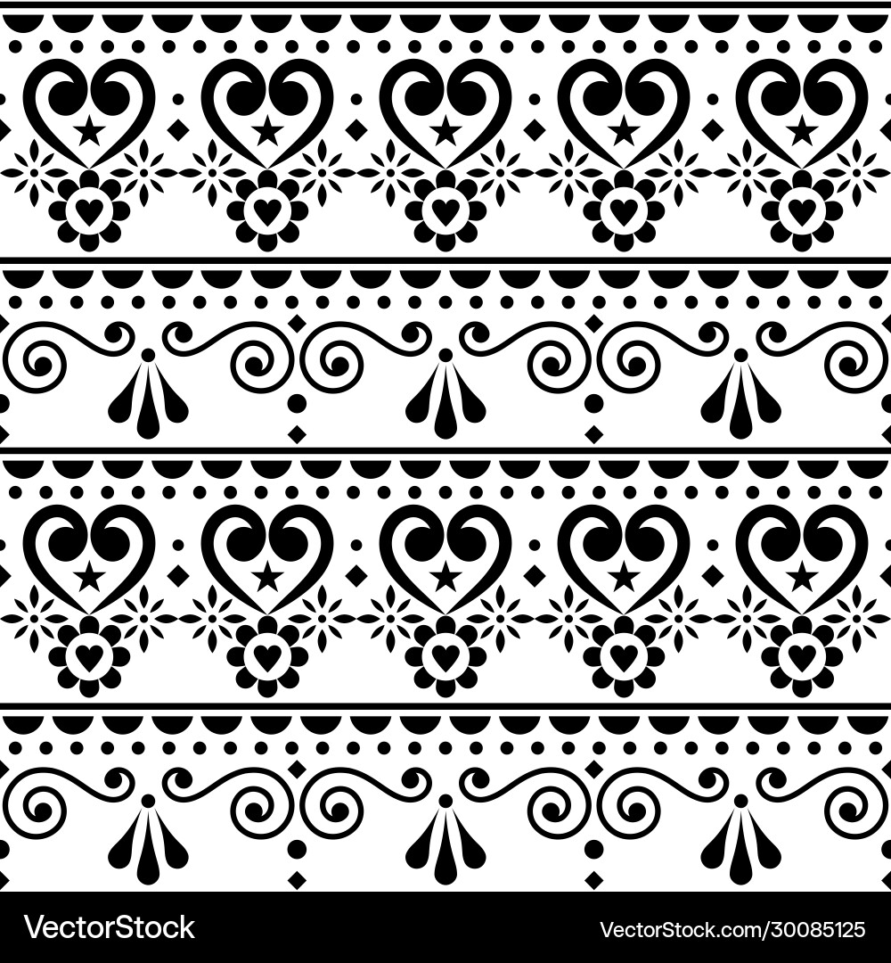 Scandinavian hearts seamless pattern folk Vector Image