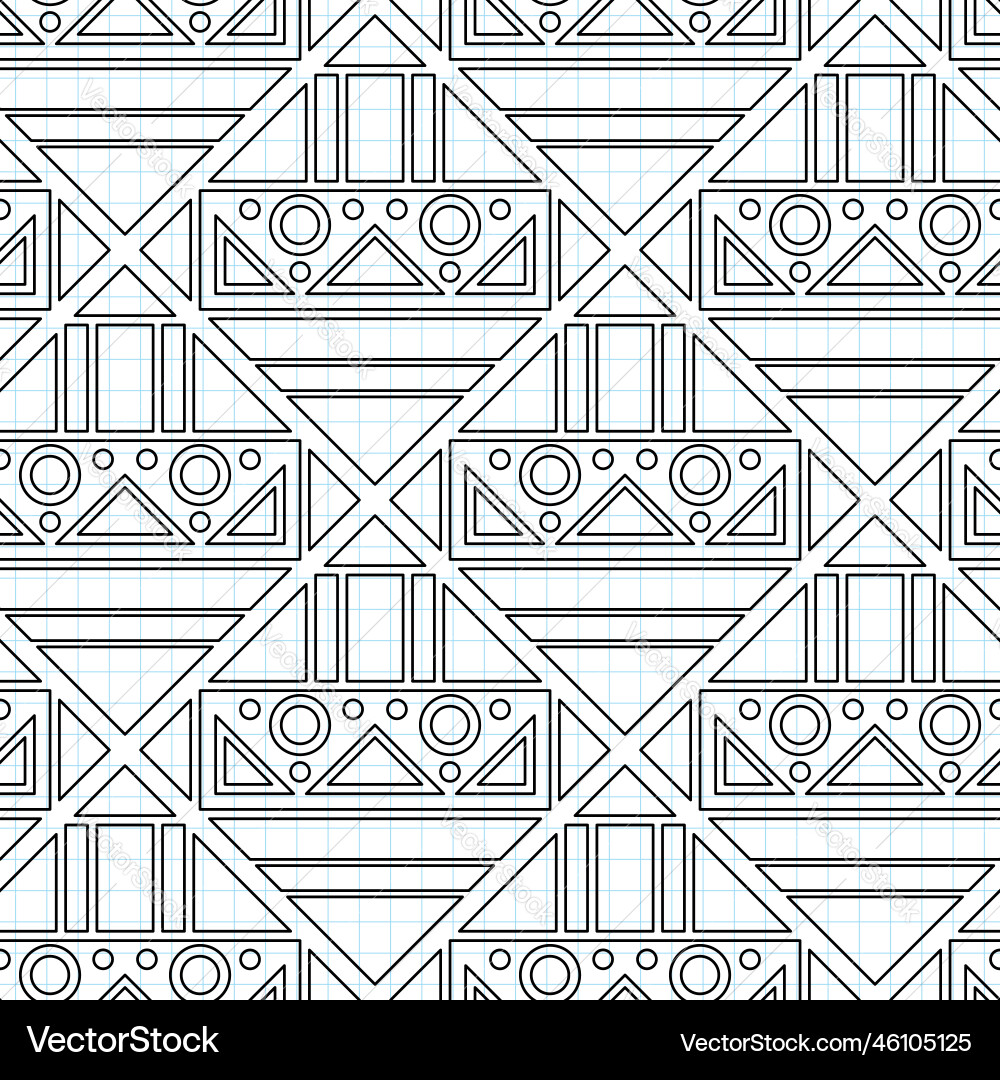 Seamless geometric pattern drawn on checkered Vector Image