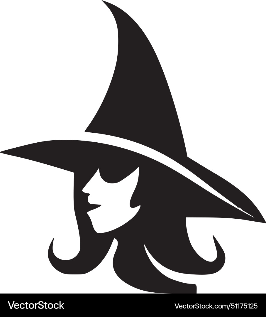 Witch - black and white Royalty Free Vector Image
