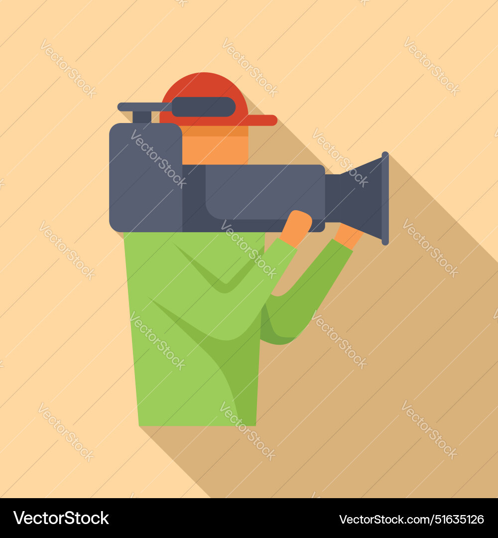 Cameraman holding a big video camera filming Vector Image