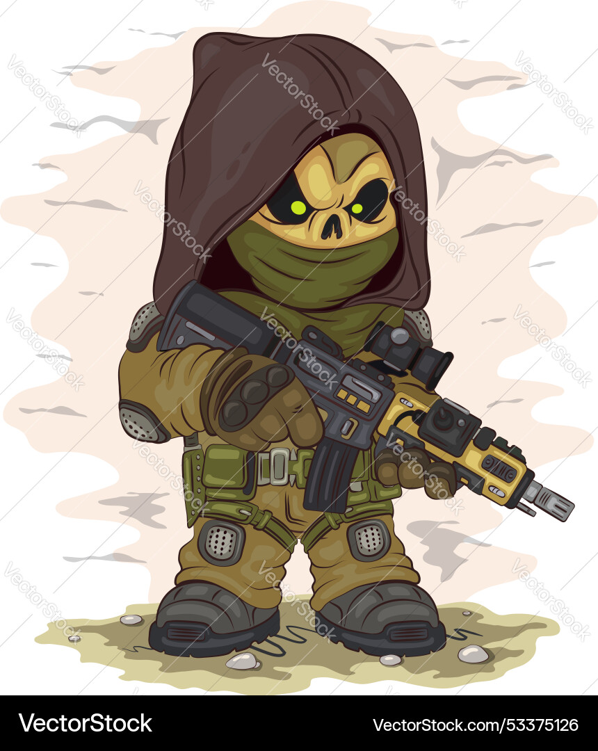 Cartoon war ghost tactical soldier Royalty Free Vector Image