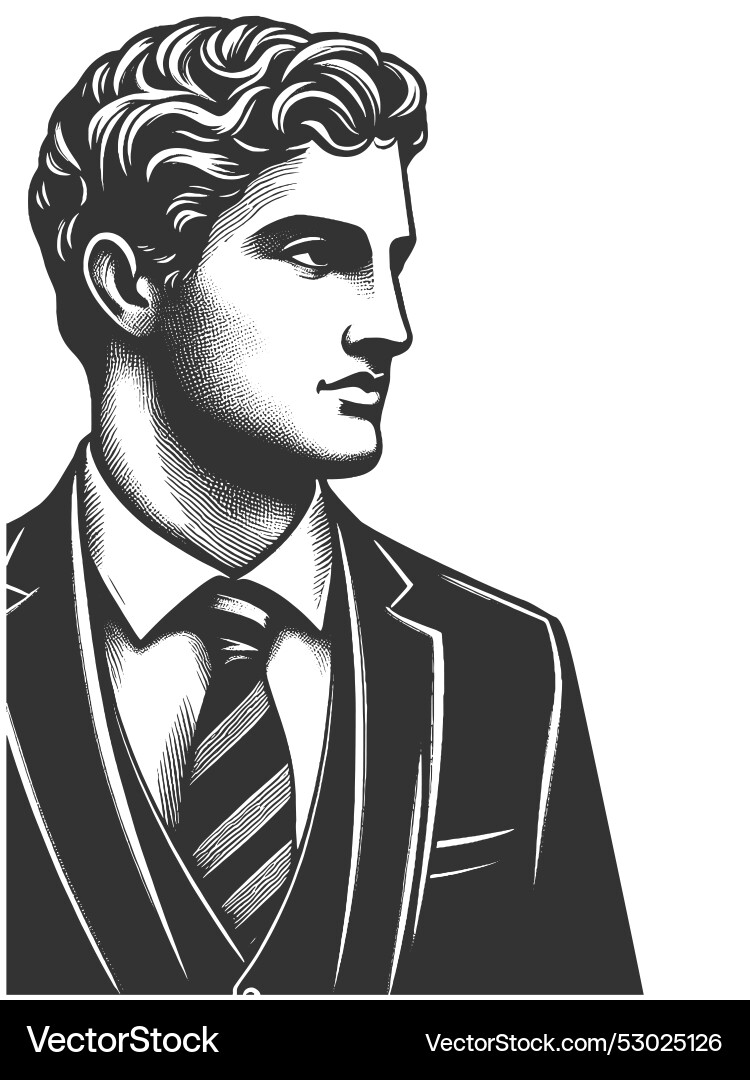 Classical sculpture styled man in suit Royalty Free Vector