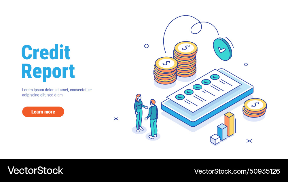 Credit report isometric concept approved Vector Image