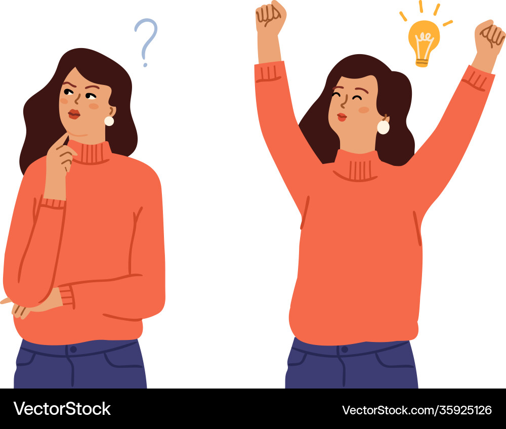 Female find solution problem solving woman have Vector Image