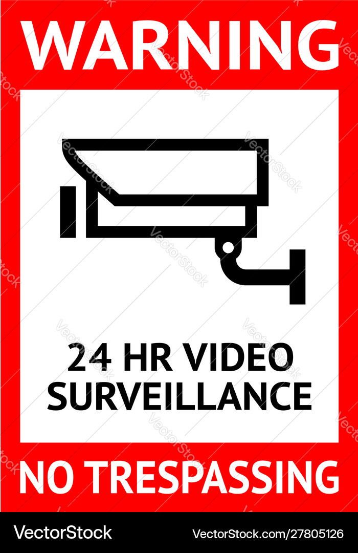 Notice video surveillance symbol label Royalty Free Vector