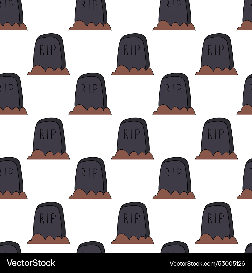 Seamless pattern with rip halloween gravestone Vector Image