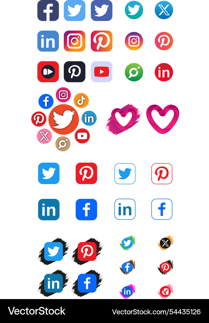 Social media icon pack with modern gradient design