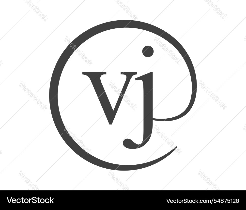 Vj logo from two letter with circle shape email Vector Image