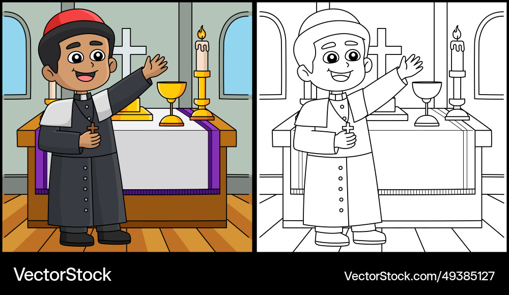 Christian priest coloring page Royalty Free Vector Image