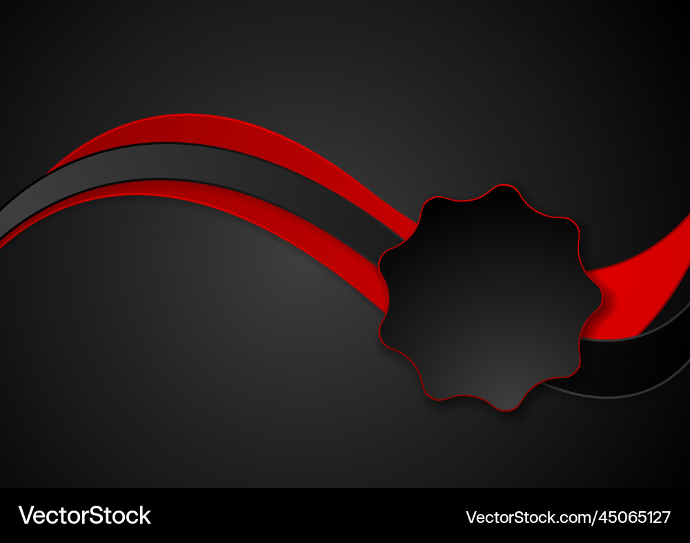 Dark abstract red black wavy corporate design Vector Image