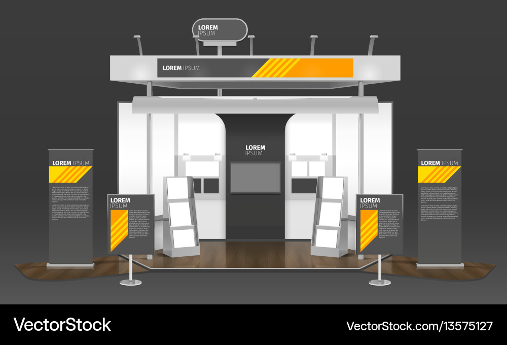 Exhibition case design 3d composition Royalty Free Vector