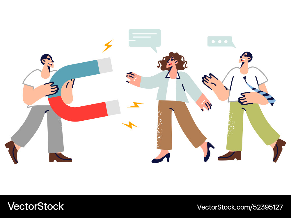 Man marketer attracts and retains clients Vector Image