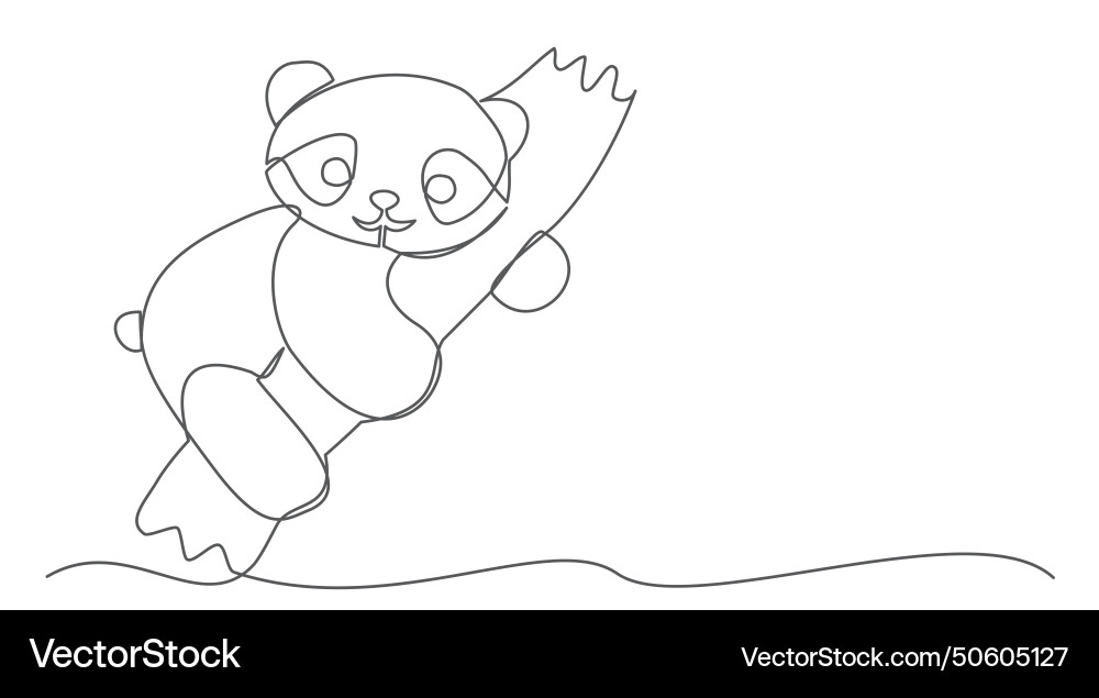 Panda one line drawing isolated on white Vector Image