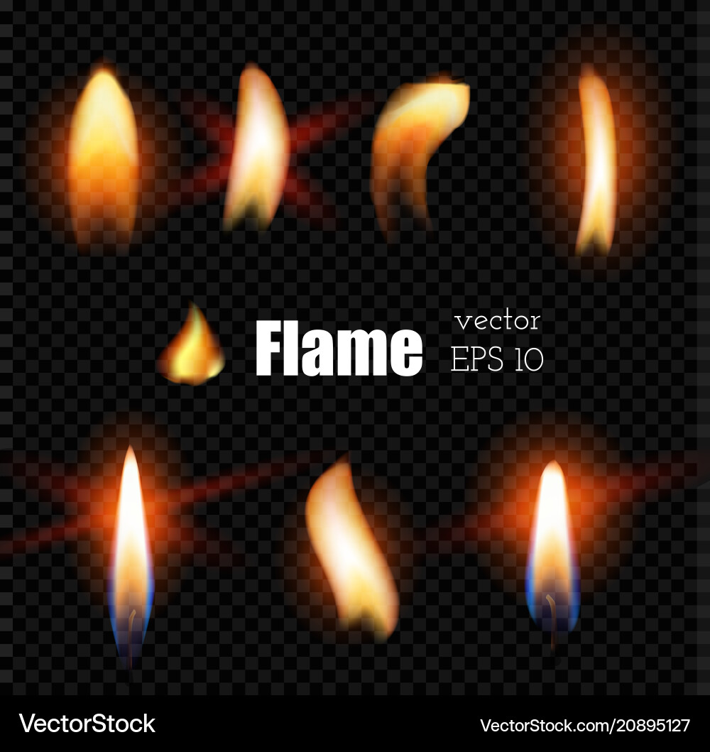 Realistic candle fire lighter flame Royalty Free Vector