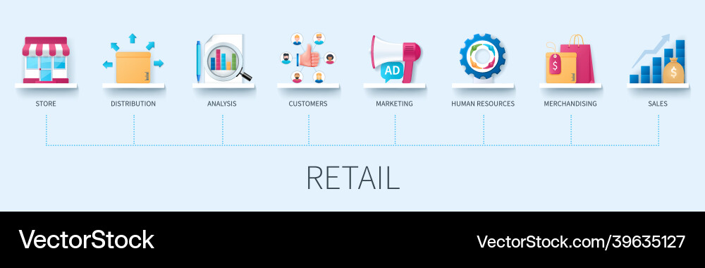 Retail banner with icons store distribution Vector Image