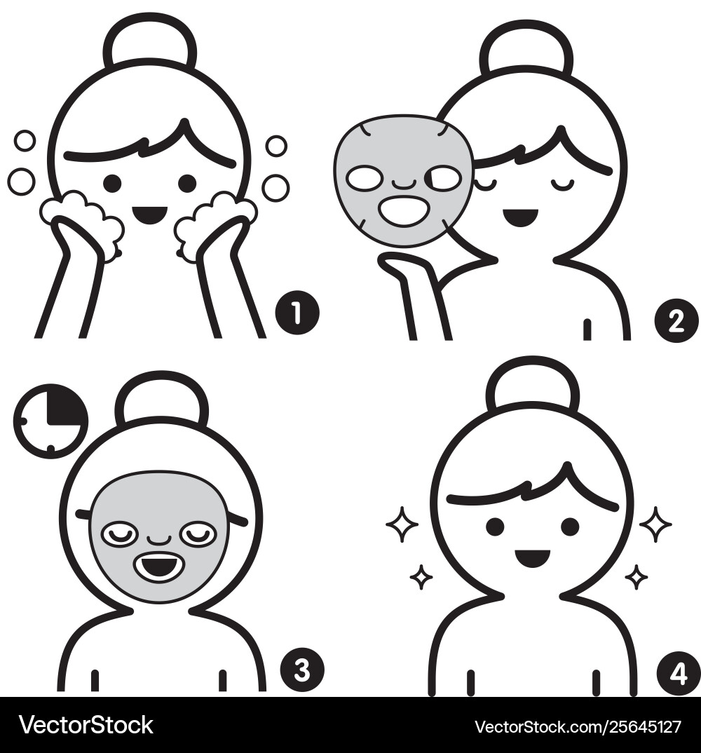 Steps how to facial care Royalty Free Vector Image