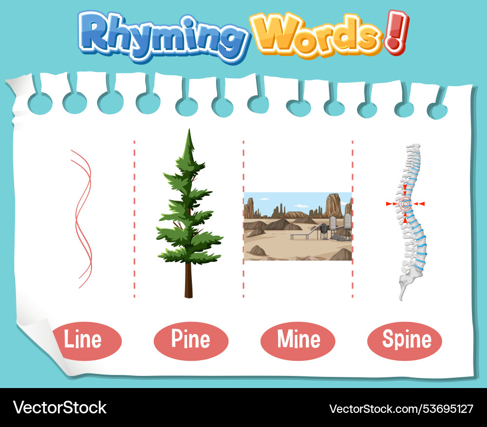 Visual representation of rhyming words Royalty Free Vector