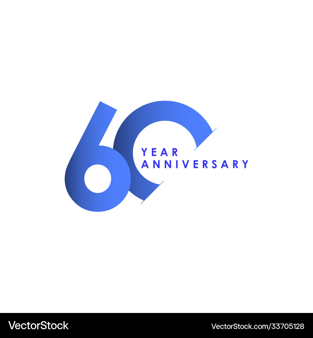 60 years anniversary celebration blue gradient Vector Image