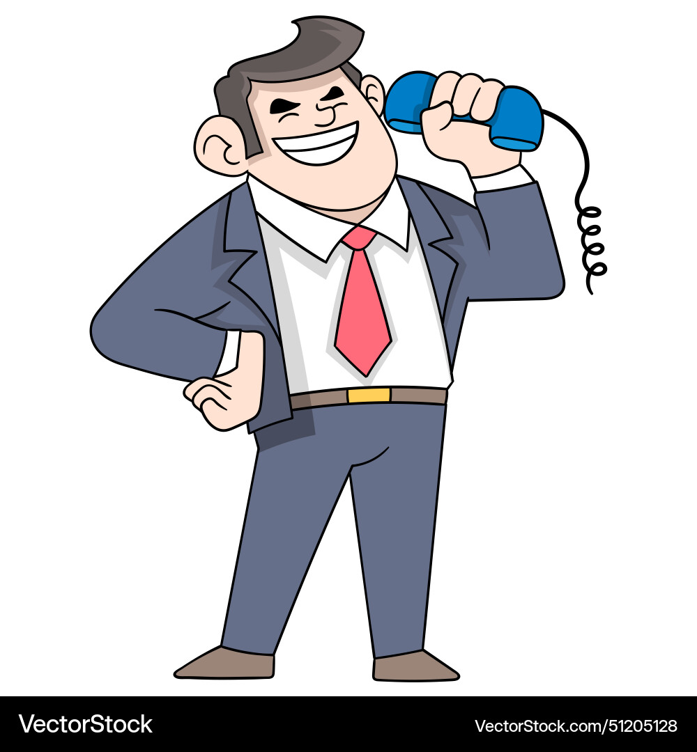 Boss is receiving a call from teamwork client Vector Image