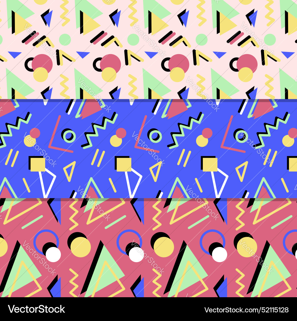 Bright 80s abstract geometric shapes background Vector Image