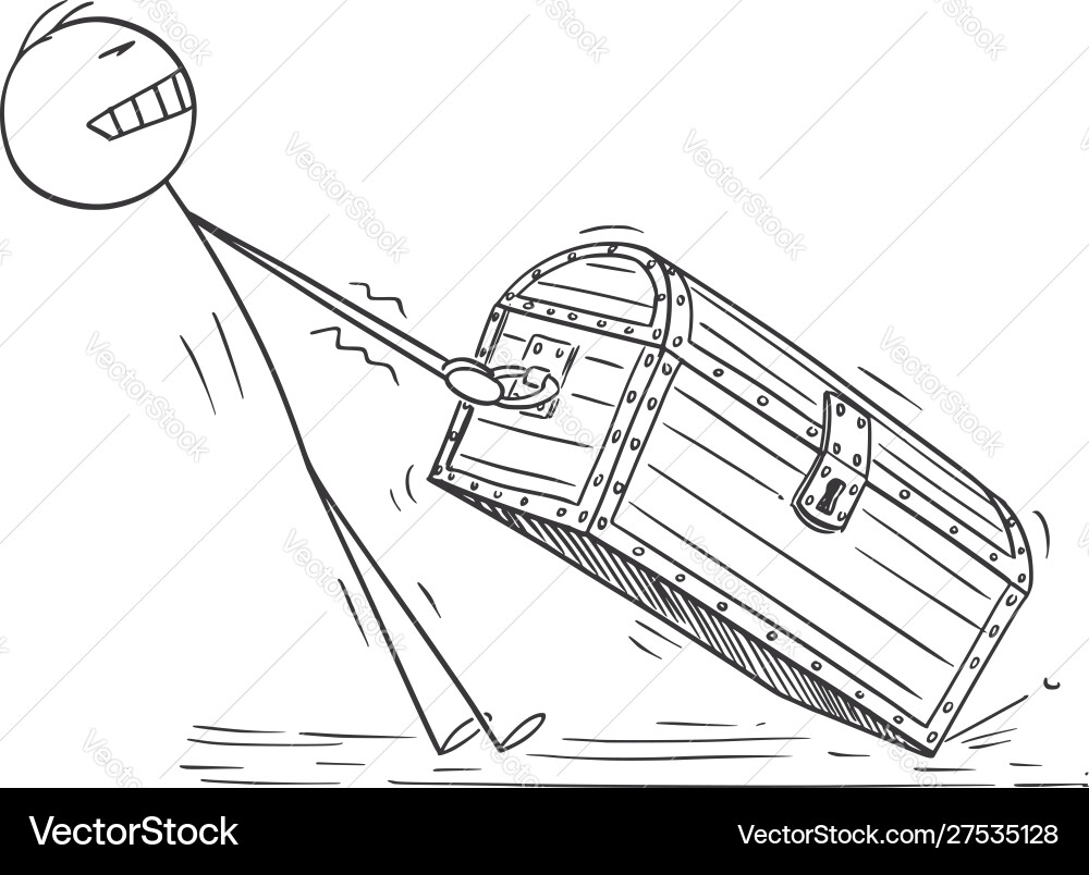 Cartoon man or businessman pulling big Royalty Free Vector