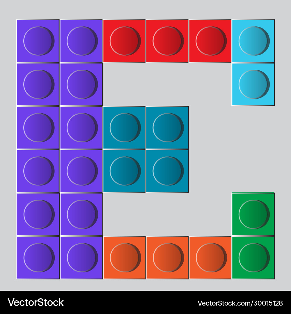 Colorful brick construction lego letter e Vector Image