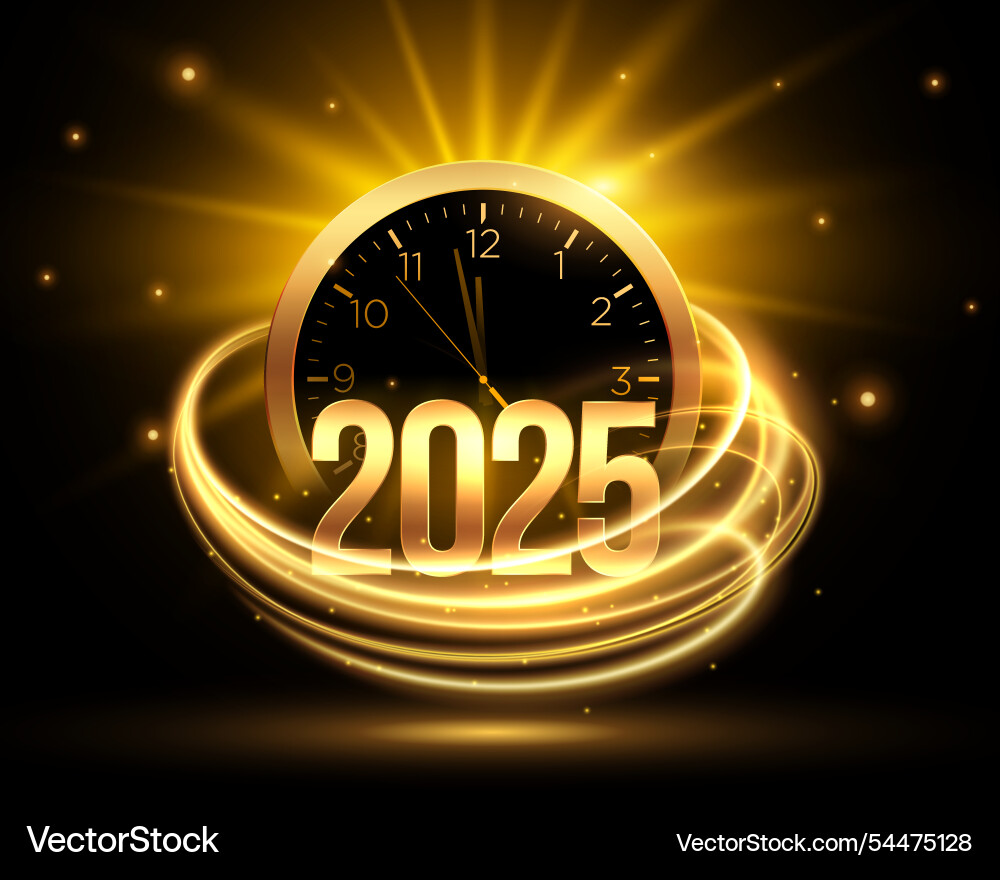 Decorative 2025 new year clock background Vector Image
