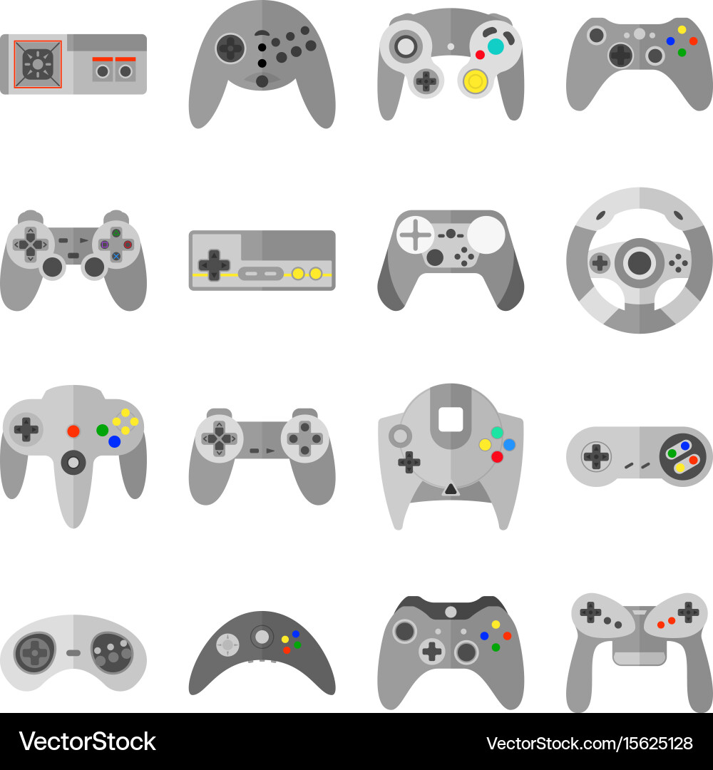 Different game controllers Royalty Free Vector Image