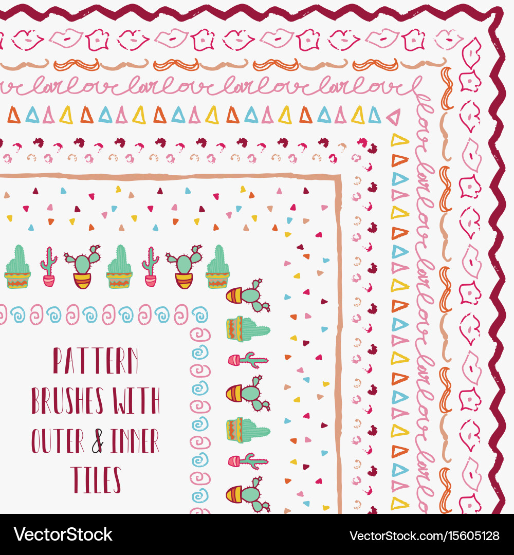Pattern brushes with outer and inner corner Vector Image
