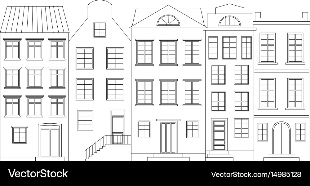 Row of houses Royalty Free Vector Image - VectorStock