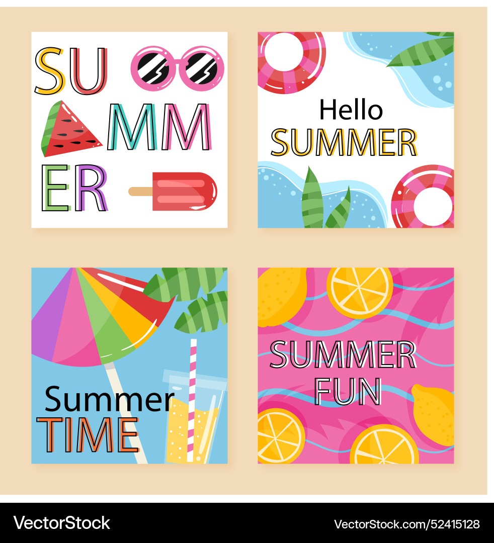 Summer card collection template Royalty Free Vector Image