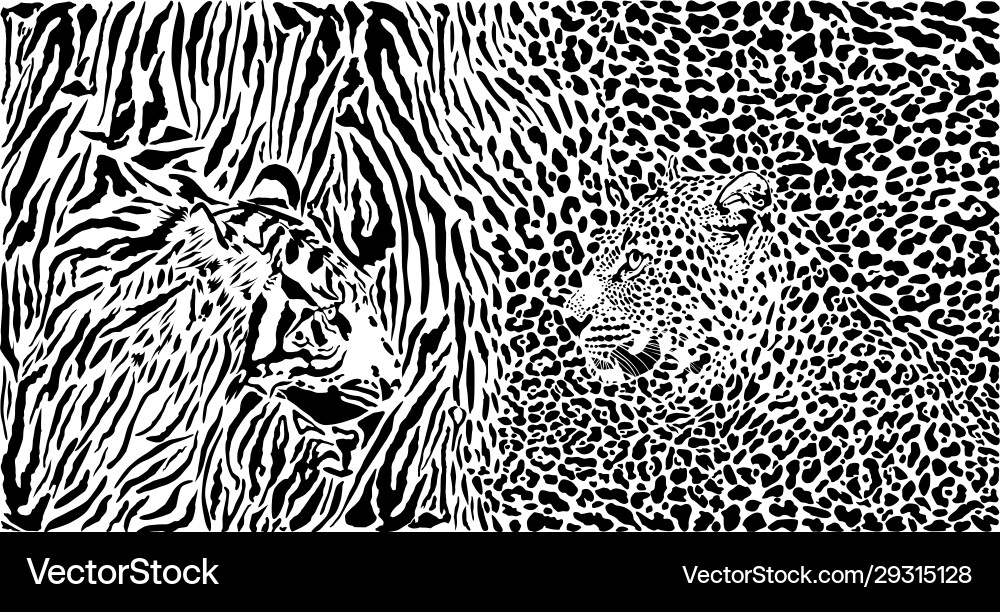 Tiger and leopard pattern background Royalty Free Vector