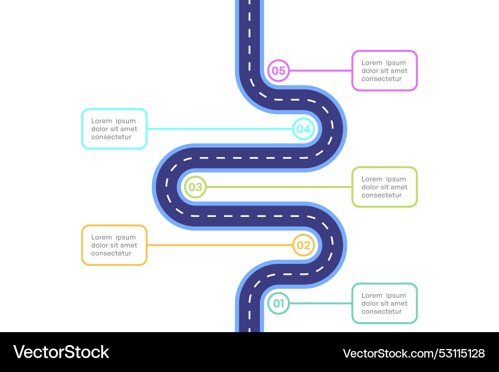 Vertical roadmap infographic with five-step Vector Image