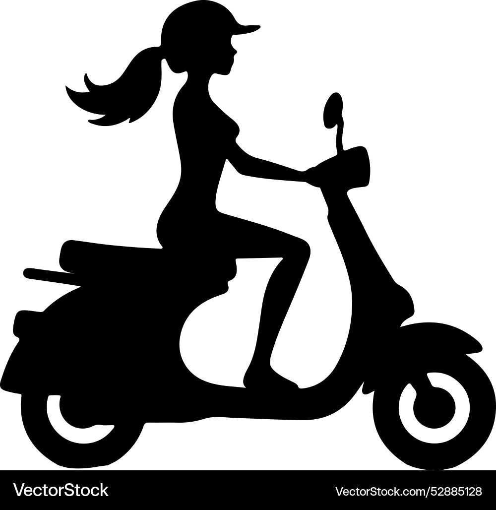 Woman riding a scooter silhouette Royalty Free Vector Image