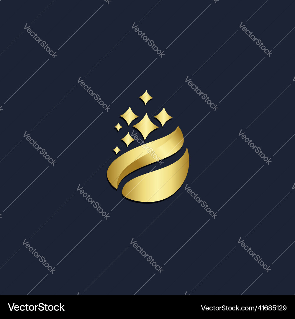 Abstract droplet shine gold logo Royalty Free Vector Image