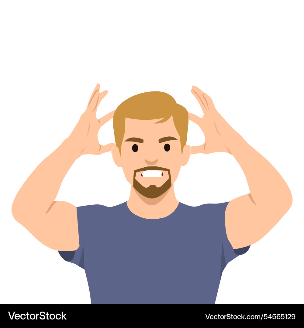Angry man raised hands Royalty Free Vector Image