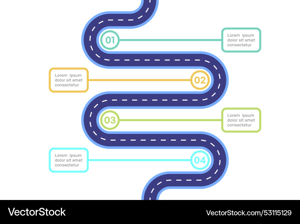 Colorful roadmap infographic with 4 step process Vector Image