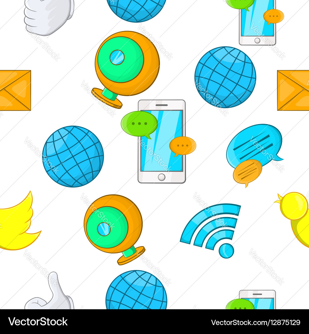 Communication over internet pattern cartoon style Vector Image