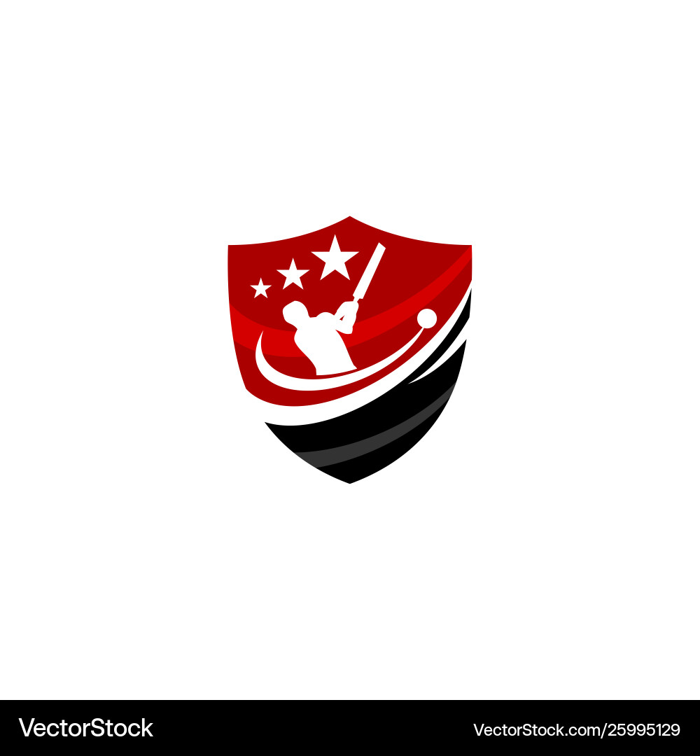 Cricket logo design red and blue color Royalty Free Vector