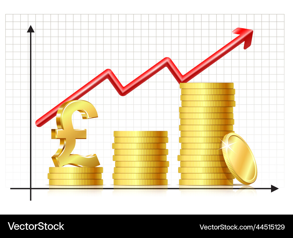 Growing money concept pounds sign with chart Vector Image