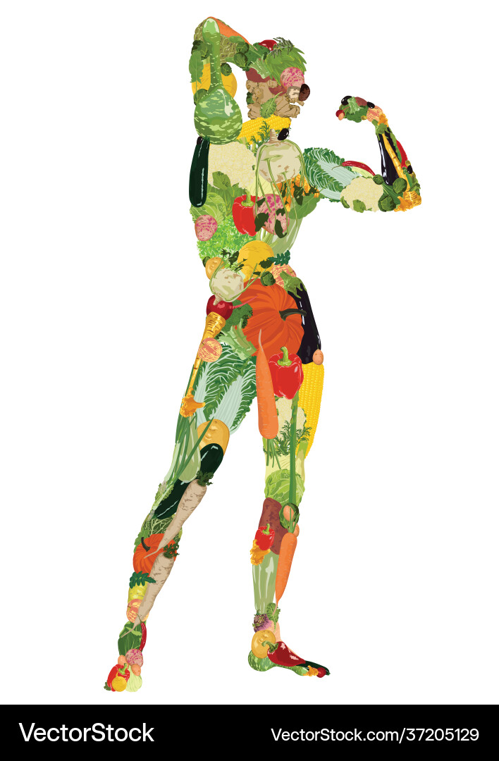 Healthy eating man made vegetables Royalty Free Vector Image