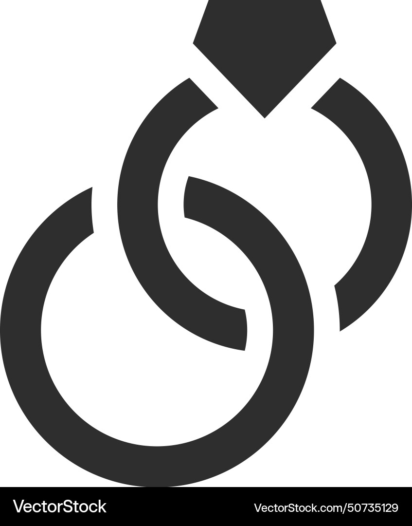 Linked wedding ring couple love black icon Vector Image