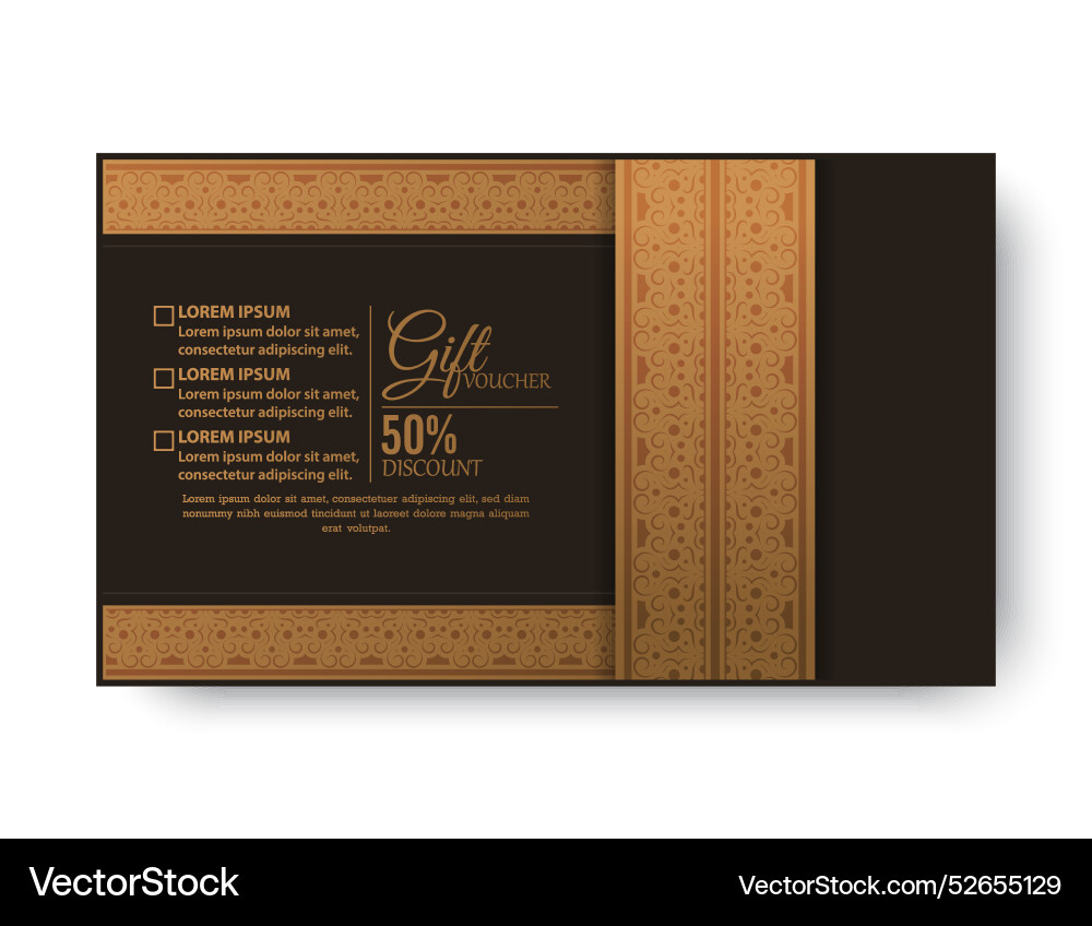 Luxury gold gift voucher template Royalty Free Vector Image