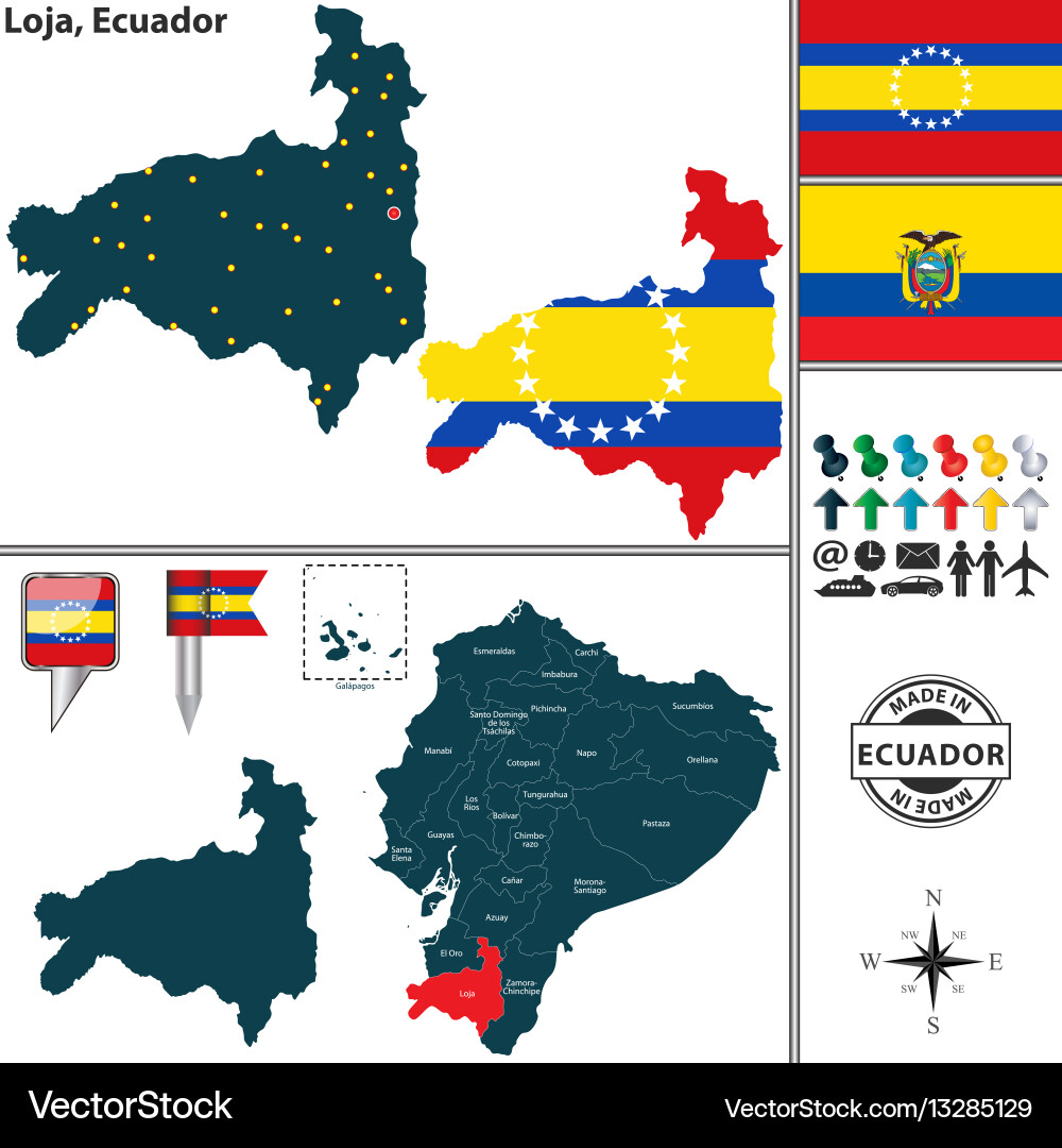 Map of loja ecuador Royalty Free Vector Image - VectorStock