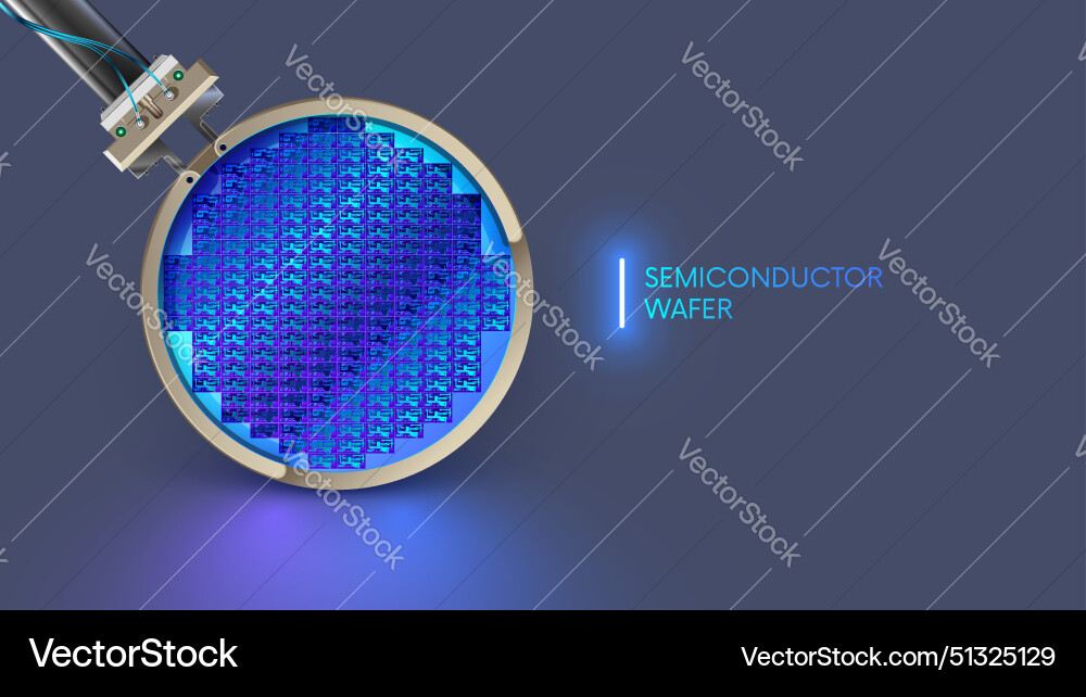 Semiconductor or silicon wafer on electronics Vector Image